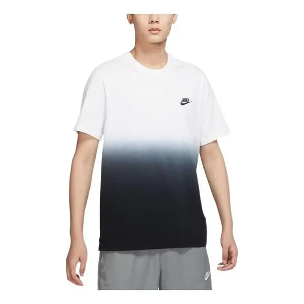 Nike Logo Printing Gradient Casual Sports Round Neck Short Sleeve White T-shirt - Default Color