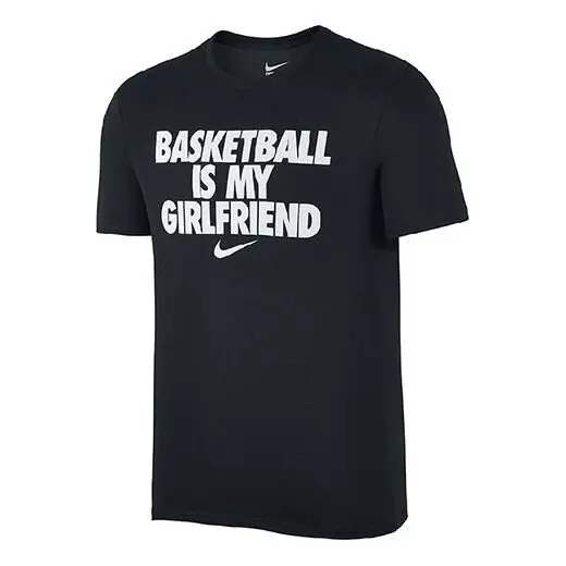 Nike Alphabet Printing Sports Round Neck Short Sleeve - Black