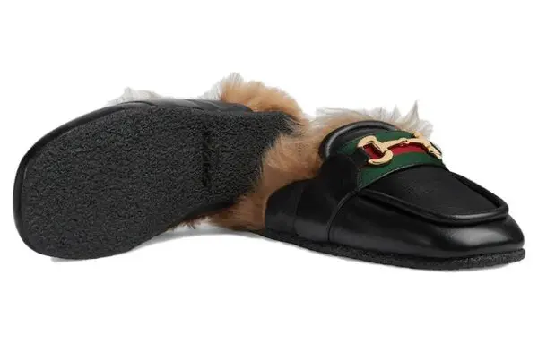 Gucci Horsebit Leather Slippers - Black/brown