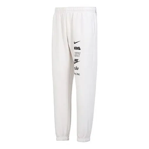 Nike Club Fleece Multi Logo Pants - White/multi-color