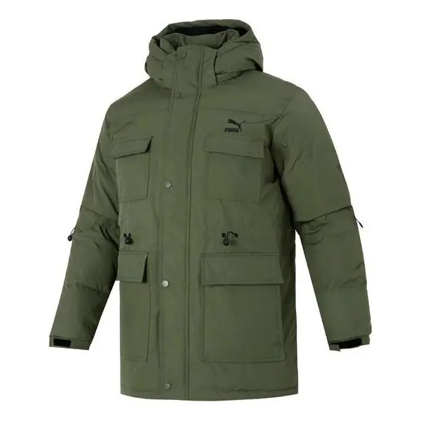 PUMA Hooded Pocket Parka Coat - Green