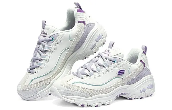 Sketchers D'lites 1.0 Athletic Lace-up Sneakers - White/purple