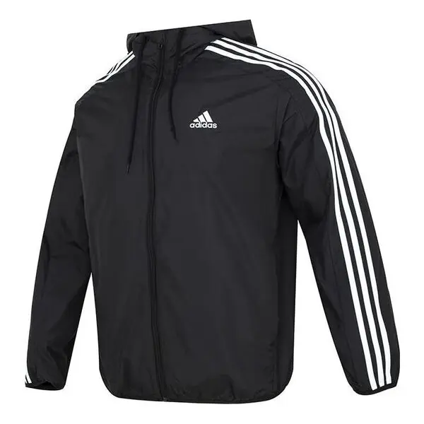 Adidas Essentials Woven 3-stripes Windbreaker Jacket - Black/white