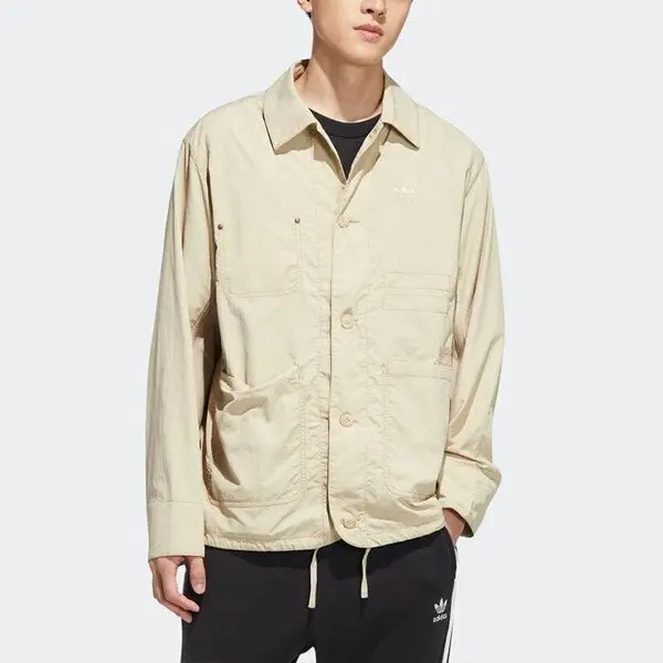 Adidas Originals Solid Color Single Breasted Cargo Jacket