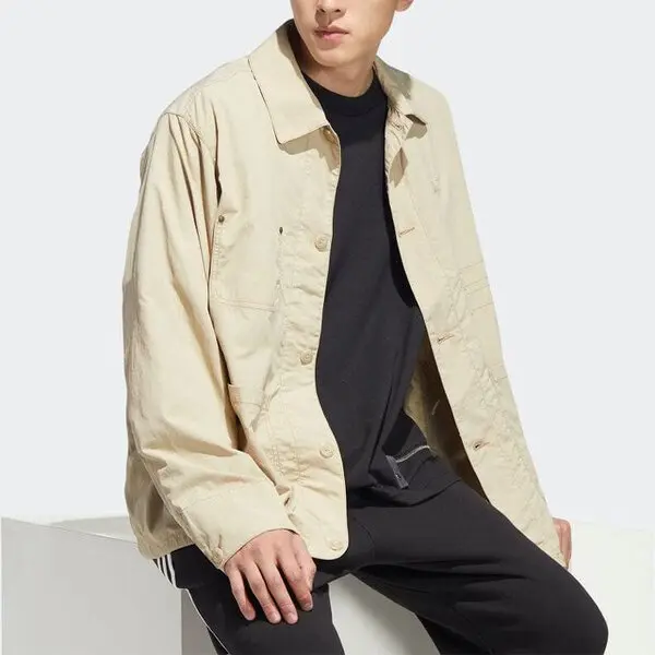 Adidas Originals Solid Color Single Breasted Cargo Jacket