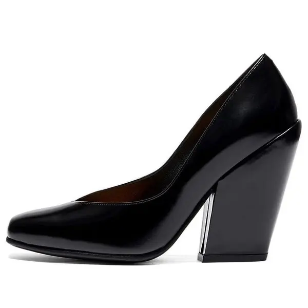 Onitsuka Tiger Black Leather Block Heel Pumps - Black/black