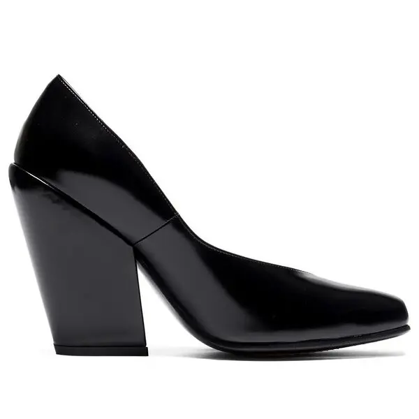 Onitsuka Tiger Black Leather Block Heel Pumps