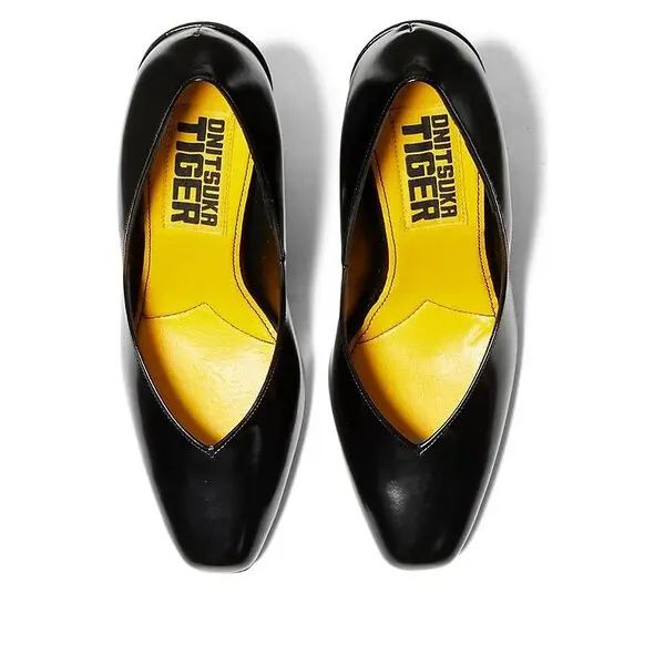 Onitsuka Tiger Black Leather Block Heel Pumps
