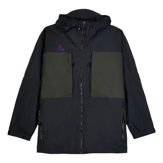 Nike Windproof Colorblock Outdoor Jacket Black Purple 'black Sequoia - Black/sequoia