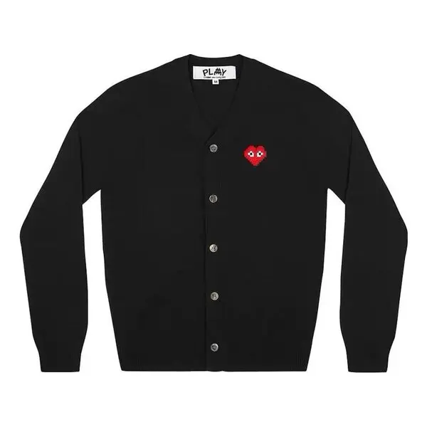 Play Comme Des Garcon Cardigan With Emblem Detail - Black