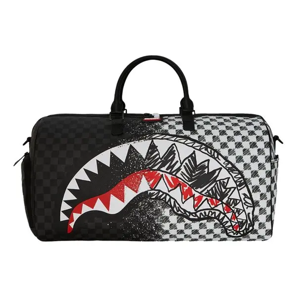 SPRAYGROUND Scribble Dribble Check Duffle Bag - Black/white