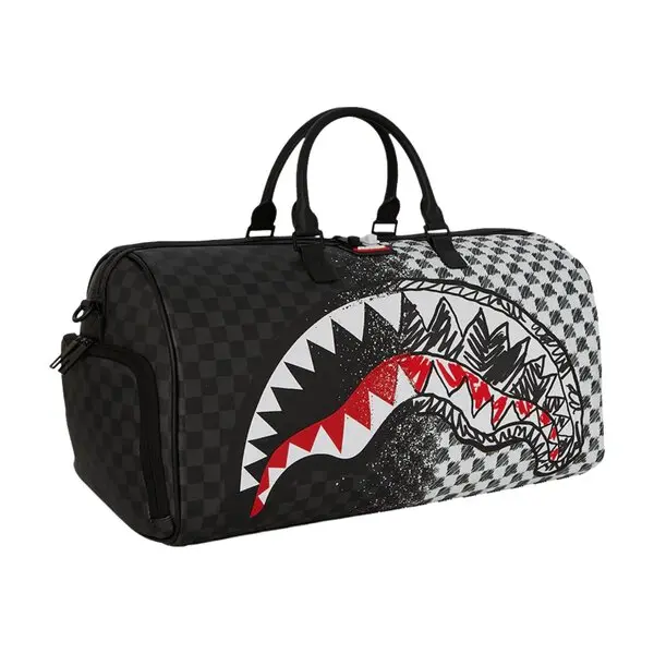 SPRAYGROUND Scribble Dribble Check Duffle Bag - Black/white
