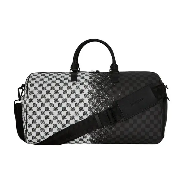 SPRAYGROUND Scribble Dribble Check Duffle Bag - Black/white