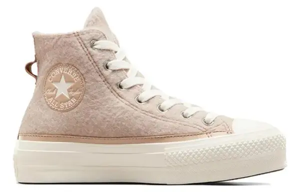CONVERSE Chuck Taylor All Star Lift Platform Faux Mohair High Top Sneakers - Pink/white