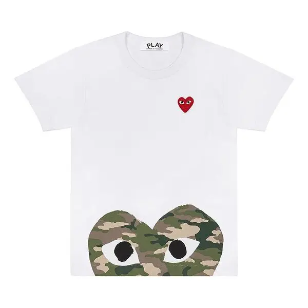 Play Comme Des Garcon Camouflage Heart T-shirt - White