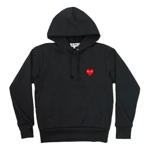 Play Comme Des Garcon Red Heart Hoodie - Black