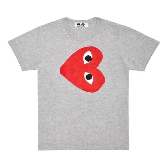 Play Comme Des Garcon Red Love Printing Short Sleeve - Grey