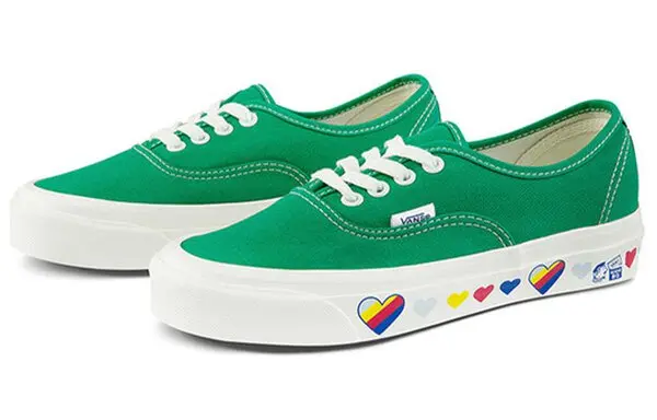 VANS Authentic Low Top Sneakers With Heart Detail - Green