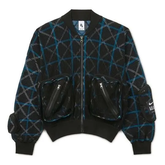 Nike Ma-1 Bomber Multiple Pockets Knit Aviator Jacket - Black