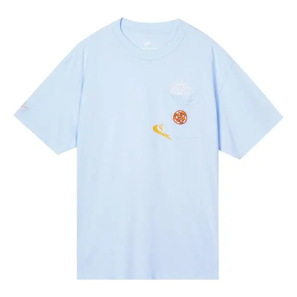 Nike Printing Pocket Casual Short Sleeve Blue T-shirt - Default Color