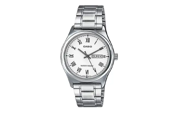 Casio Analog Stainless Steel Watch With Day And Date Display