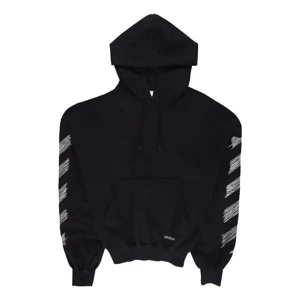 Off-White Scribble Diag-print Cotton Hoodie - Black