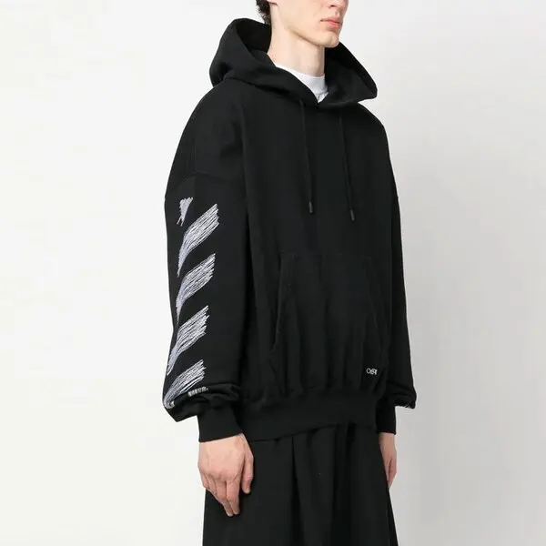 Off-White Scribble Diag-print Cotton Hoodie - Black
