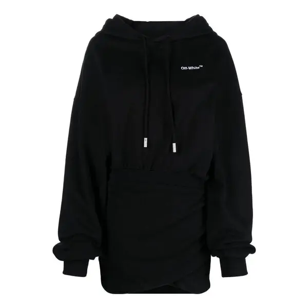 Off-White Logo-embroidered Cotton Hoodie - Black