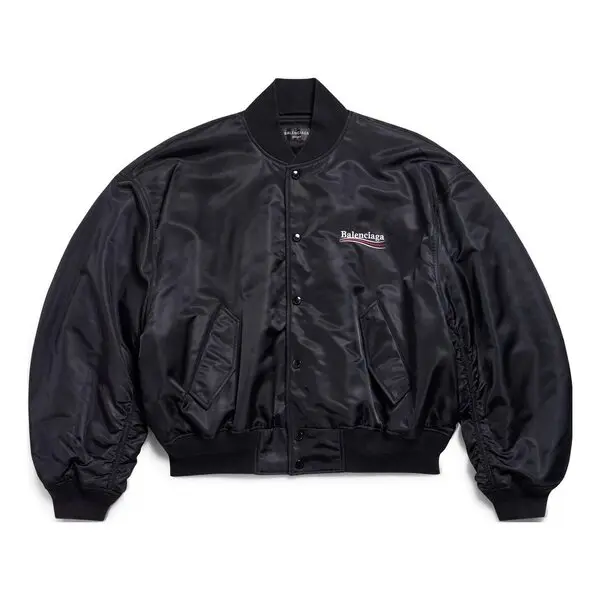 Balenciaga Political Campaign Varsity Jacket - Black