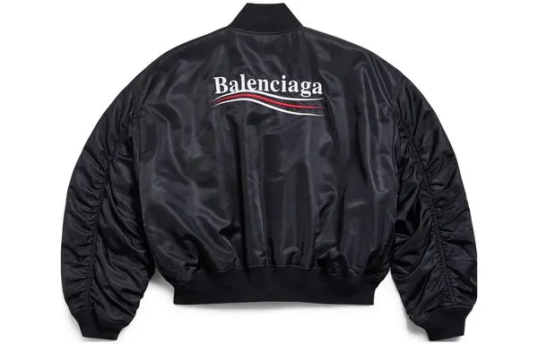 Balenciaga Political Campaign Varsity Jacket - Black