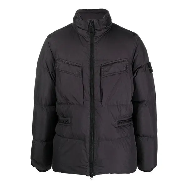 Stone Island Crinkle Reps Down Jacket - Black