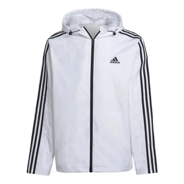Adidas Essentials 3-stripes Woven Windbreaker Jacket - White/black