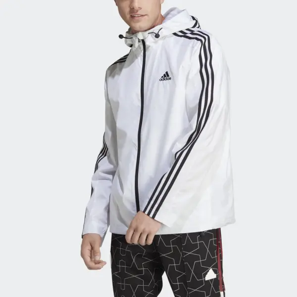 Adidas Essentials 3-stripes Woven Windbreaker Jacket - White/black