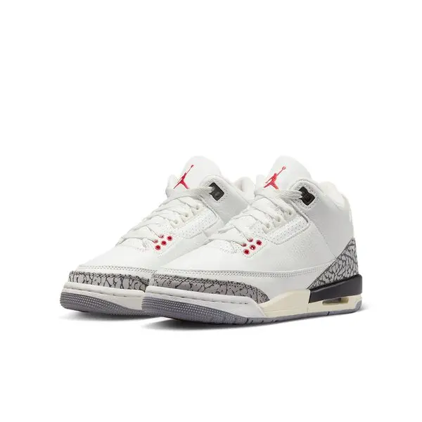JORDAN Air 3 Retro "white Cement Reimagined" Sneakers - Summit White/fire Red/black