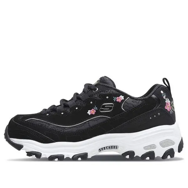 Sketchers D'lites 1.0 Embroidered Sneakers - Black