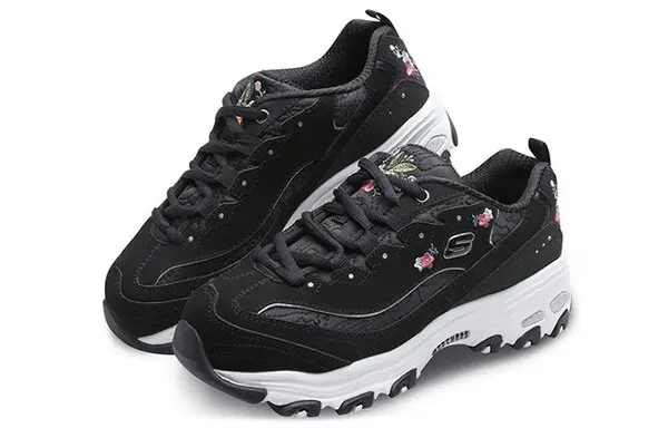 Sketchers D'lites 1.0 Embroidered Sneakers - Black