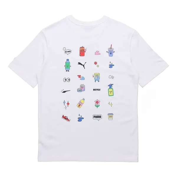 PUMA Sports Alphabet Printing Round Neck Short Sleeve White - Default Color