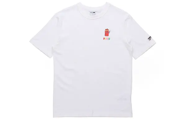 PUMA Sports Alphabet Printing Round Neck Short Sleeve White