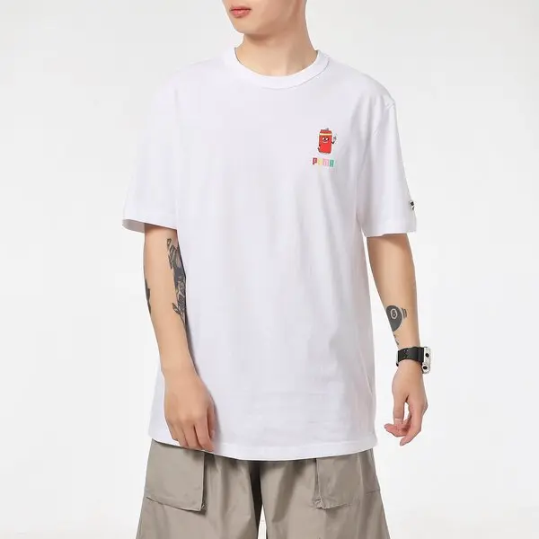 PUMA Sports Alphabet Printing Round Neck Short Sleeve White