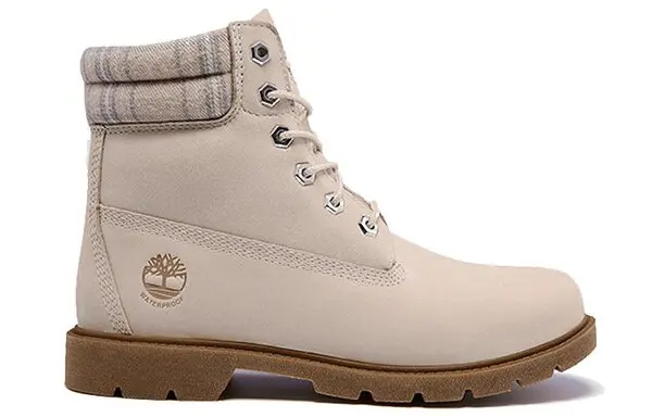 Timberland Lindon Woods Inch Waterproof Boot Beige Nubuck And Printed Collar