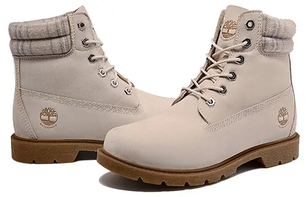 Timberland Lindon Woods Inch Waterproof Boot Beige Nubuck And Printed Collar