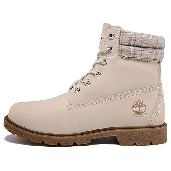 Timberland Lindon Woods Inch Waterproof Boot Beige Nubuck And Printed Collar