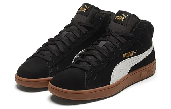 PUMA Smash V2 Mid Sneakers - Black/white/brown