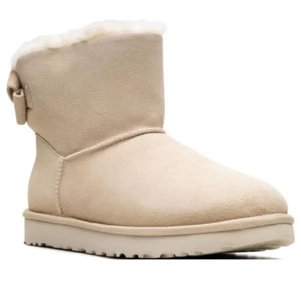 UGG Mini Bailey Suede Bow Boots - Cream