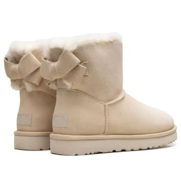 UGG Mini Bailey Suede Bow Boots - Cream