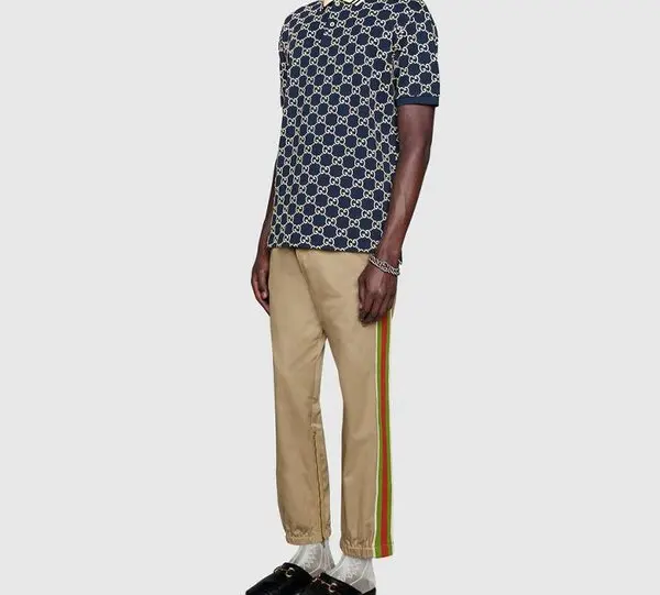 Gucci Full Print Design Short Sleeve Polo Shirt - Blue