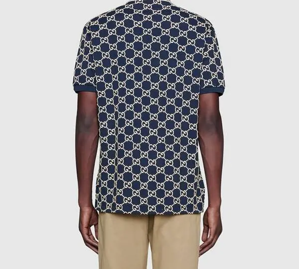 Gucci Full Print Design Short Sleeve Polo Shirt - Blue