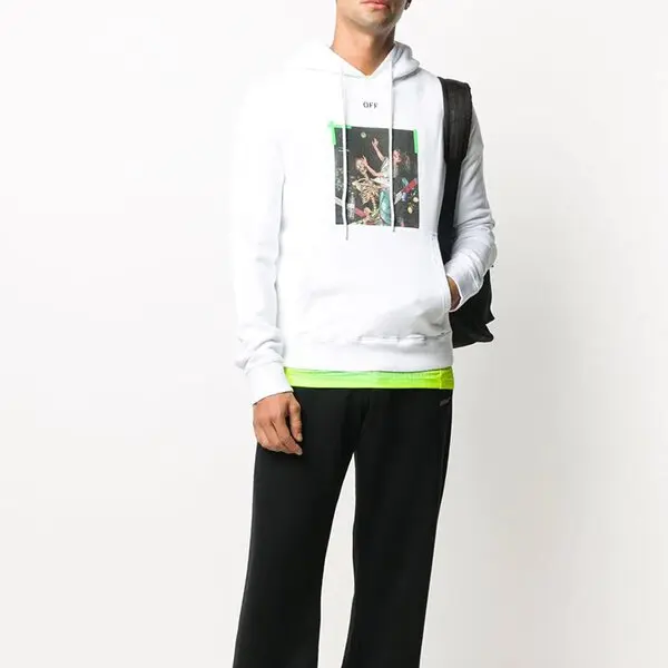 Off-White Arrows Printed Hooded Pullover - White