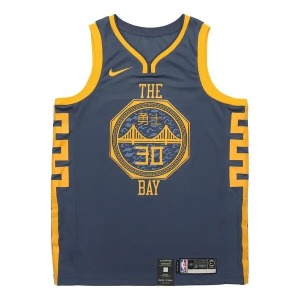 Nike Stephen Curry Golden State Warriors 2018-19 Fan Edition Jersey - Blue/yellow