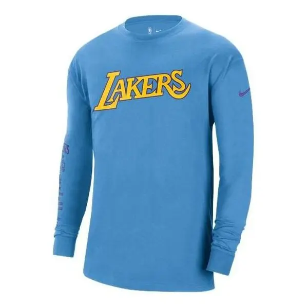 Nike X Nba Lakers 2021/22 City Edition Courtside Heavyweight Long Sleeve T-shirt - Blue